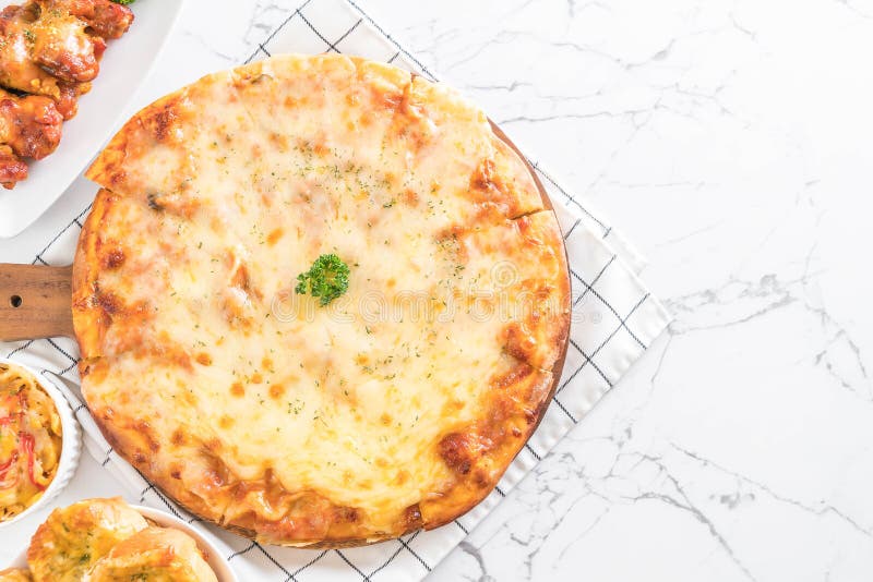 Four cheese pizza stock image. Image of slice, crust - 104723985