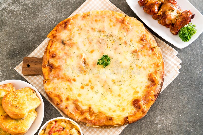 Four cheese pizza stock photo. Image of circle, dinner - 105434722
