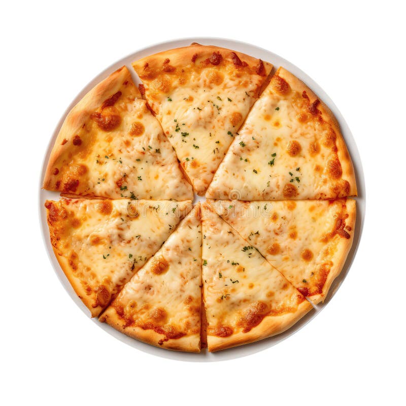Four Cheese Pizza on White Plate on White Background Directly Above ...