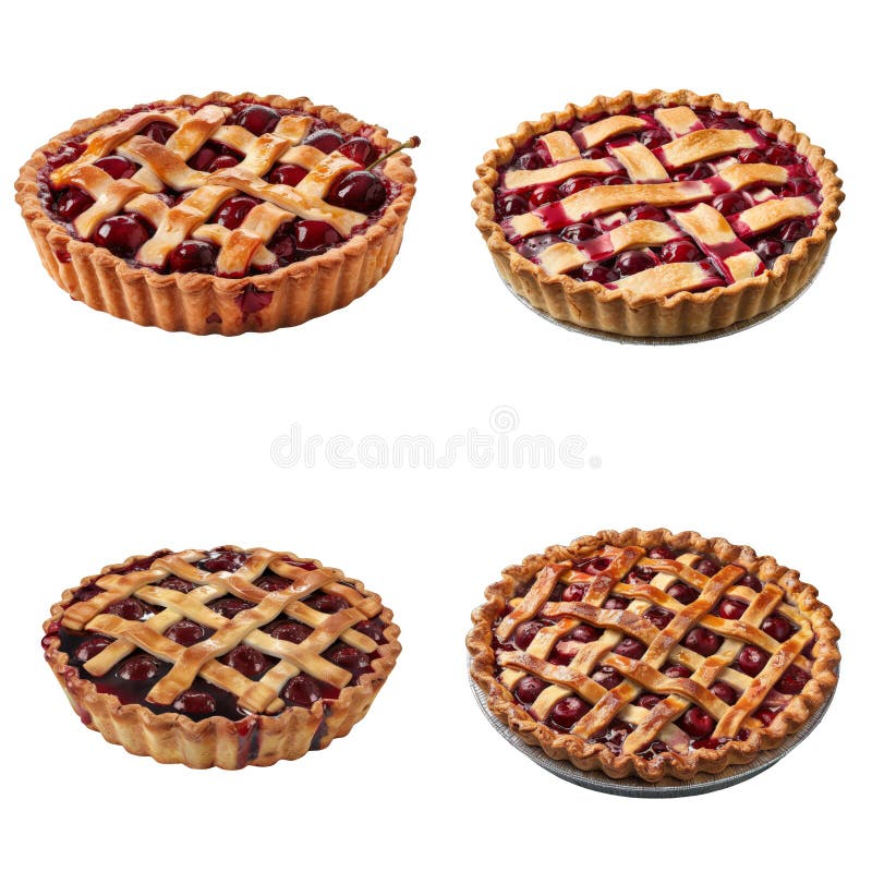 Four Cherry Pies with Lattice Crusts Stock Illustration - Illustration ...