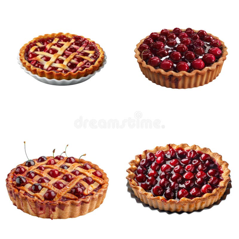 Four Cherry Pies with Various Crust Styles Stock Illustration ...