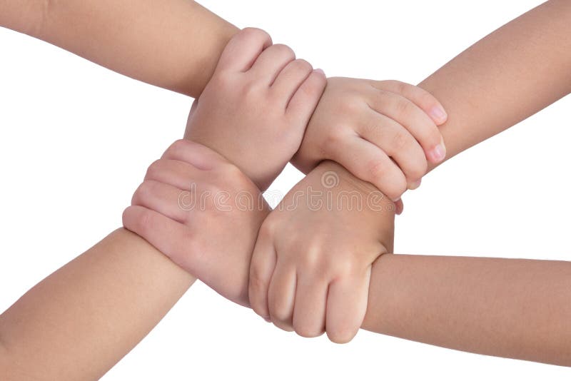 Four Child`s Hands Crossed and Holding Each Other Stock Image - Image ...