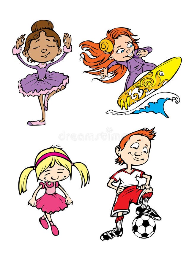 Four children characters stock vector. Illustration of shell - 8161994