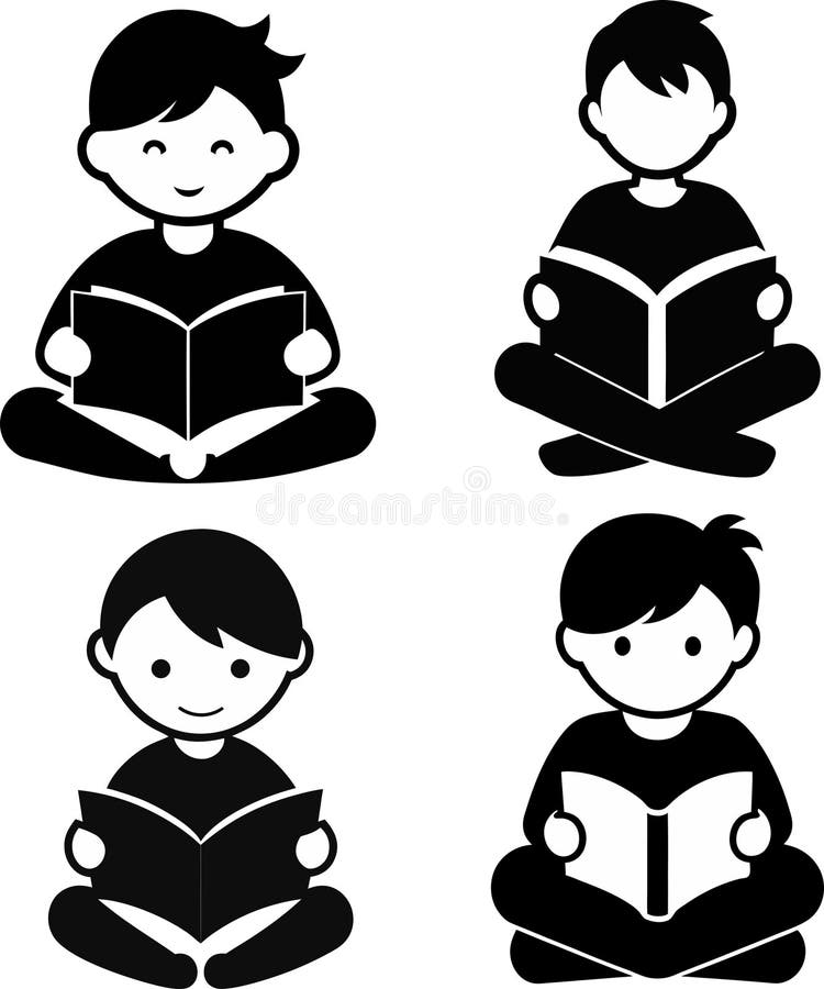 Children Reading Icons Stock Illustrations – 2,335 Children Reading ...