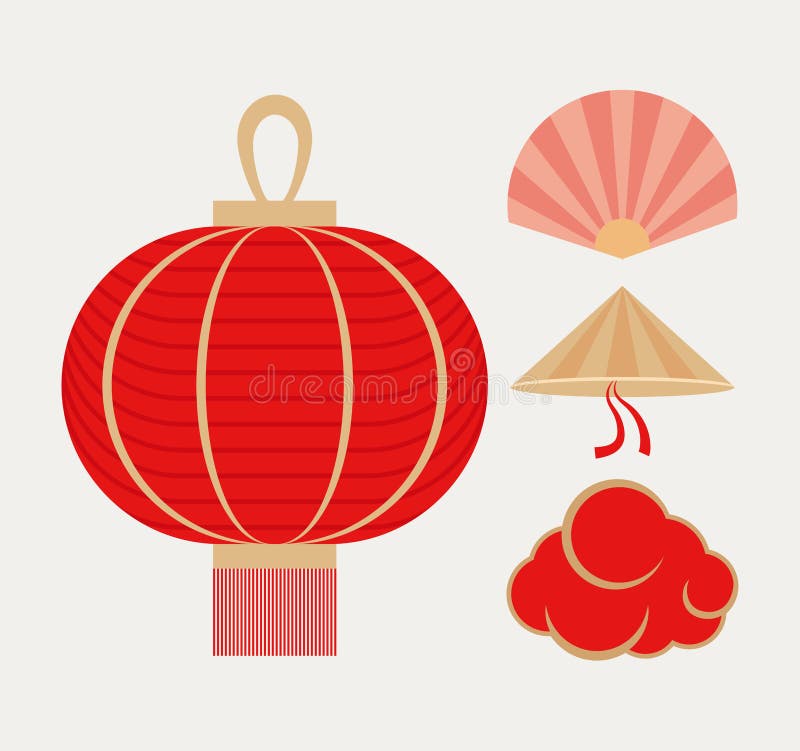 Four chinese items stock vector. Illustration of style - 227257887