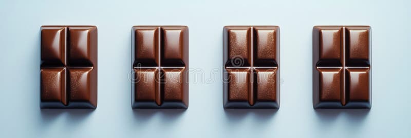 Four Chocolate Bars on Light Background Arranged in a Row for ...