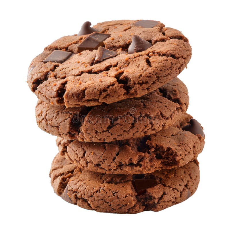 Stack of Chocolate Chip Cookies Forming a Tower on White Background ...