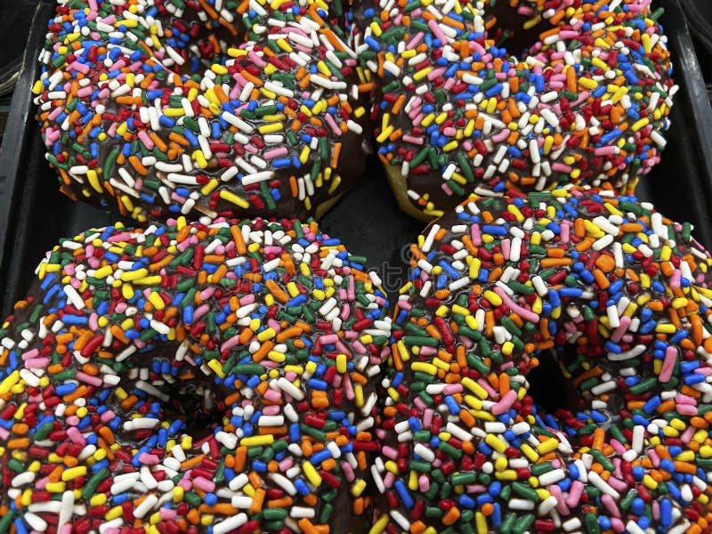 Chocolate sprinkle donuts stock image. Image of health - 11351735