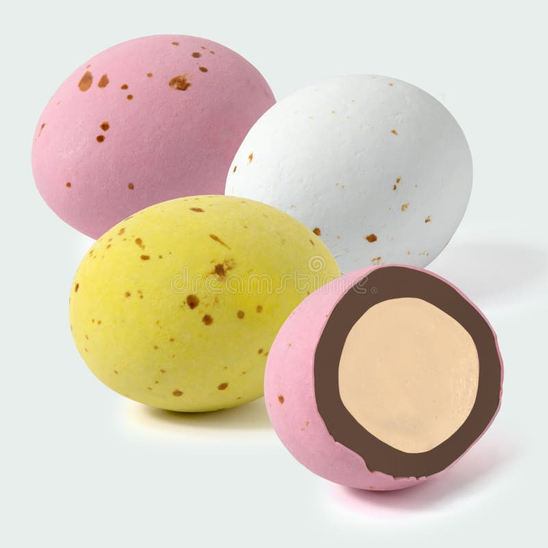 Four Chocolates in the Form of Multicolored Eggs. Full Depth of Field ...