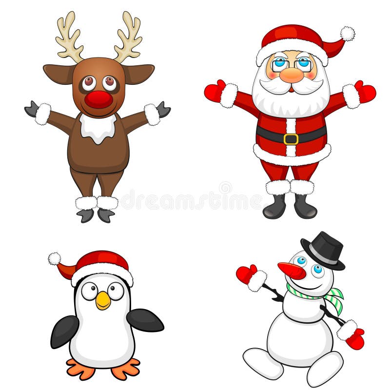 Four Christmas characters stock vector. Illustration of icon - 35296220