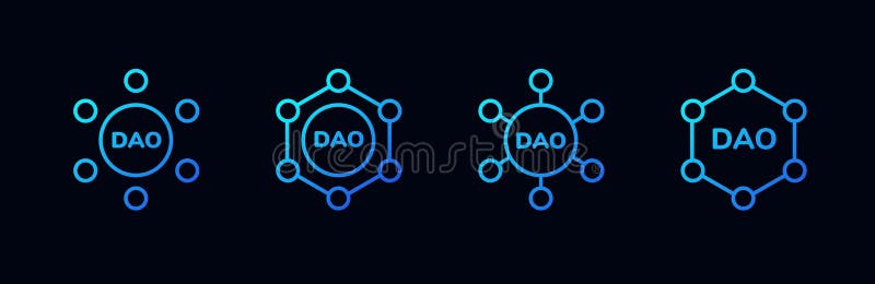 Four Circular and Hexagonal Network Logos Featuring Dao in Center Stock ...