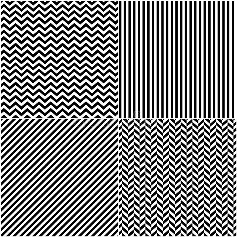 Four Classic Black_and White Lines Seamless Patterns Collection ...