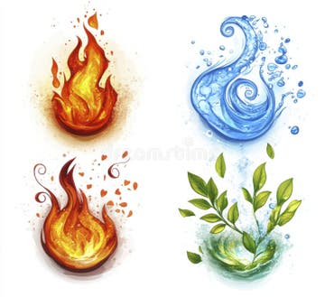 Four Classical Elements Fire, Water, Earth, and Air Illustration Stock ...