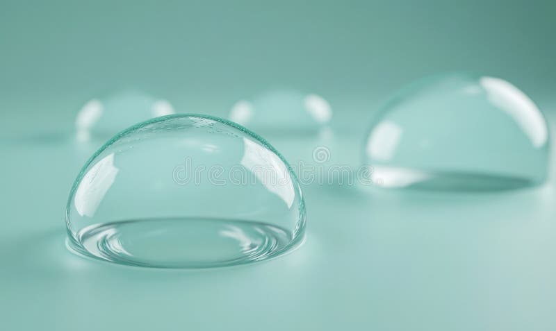 Four Clear Glass Spheres are Sitting on a Green Surface Stock ...