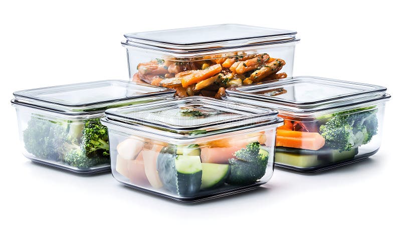 Four Clear Plastic Containers Filled with Vegetables Stock Photo ...