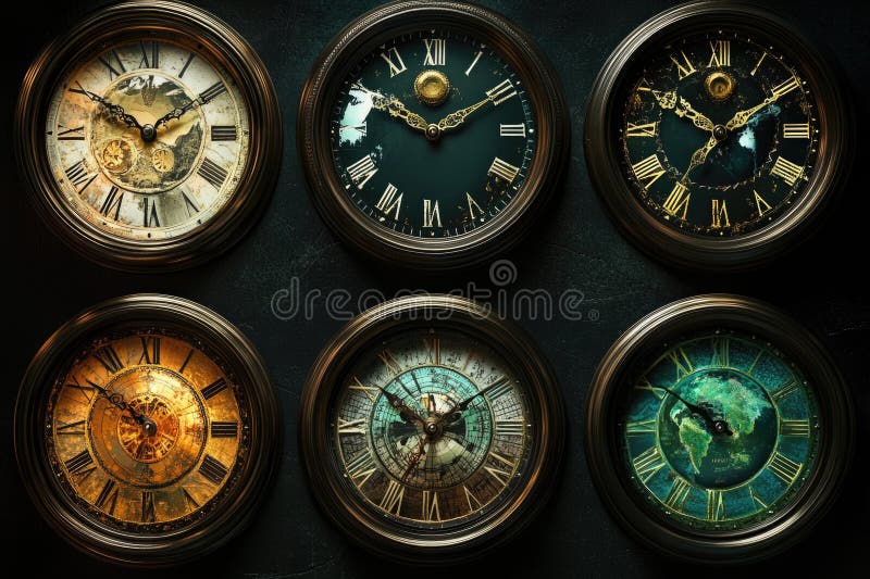 Four Clocks Mounted on a Wall, Providing Timekeeping Functionality ...