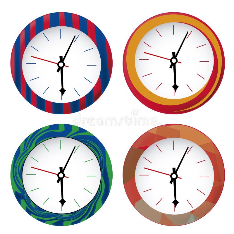 Four clocks stock illustration. Illustration of ring - 34943142