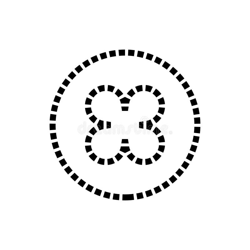 Four Clover Leaf Icon Design in Dashed Line Style, Vector Illustration ...