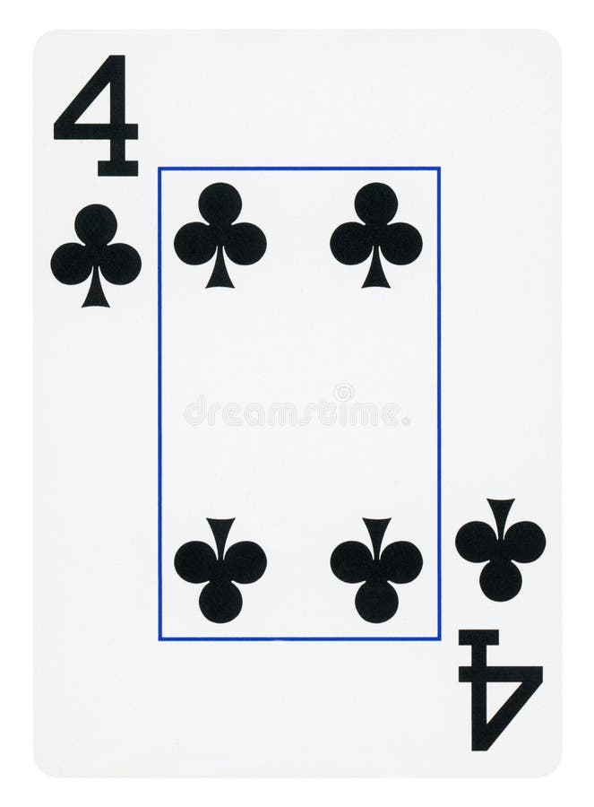 Four of Clubs Playing Card - Isolated on White Stock Illustration ...