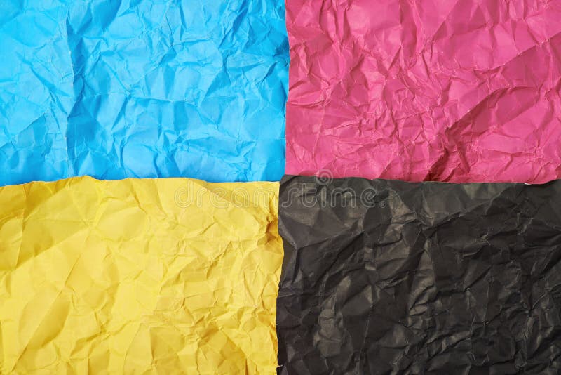 Four CMYK Colored Paper Sheets Stock Image - Image of light, cyan: 76389553