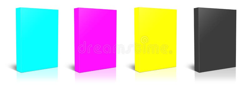 Four CMYK Software Boxes Blank Template Red, Green and Blue for ...
