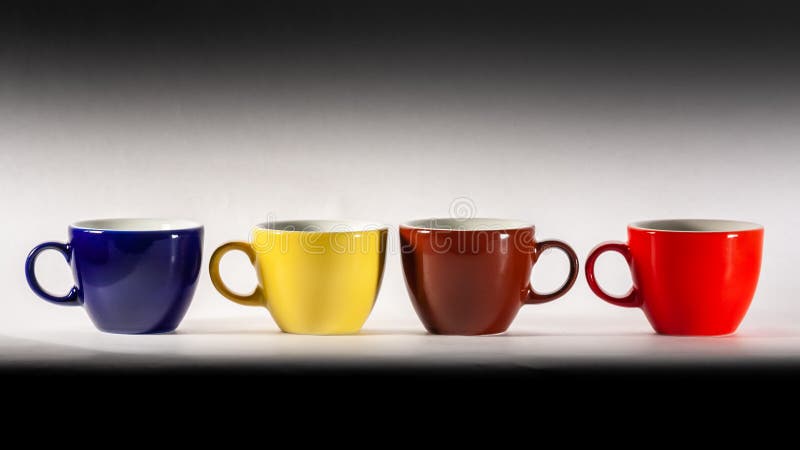 Four coffee espresso cups stock image. Image of objects - 158327049