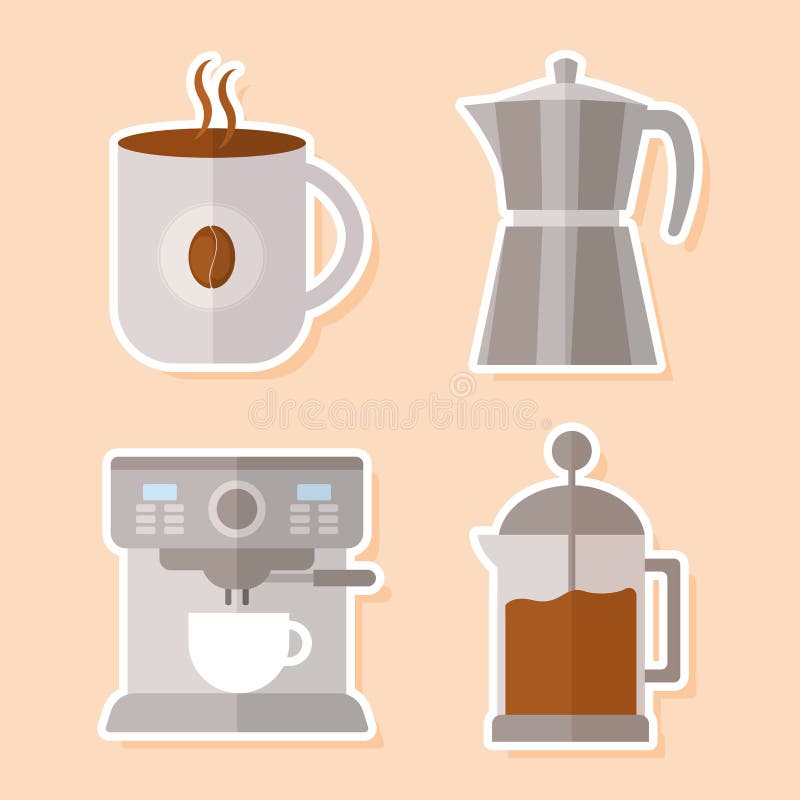 Four coffee items stock vector. Illustration of machine - 239935199
