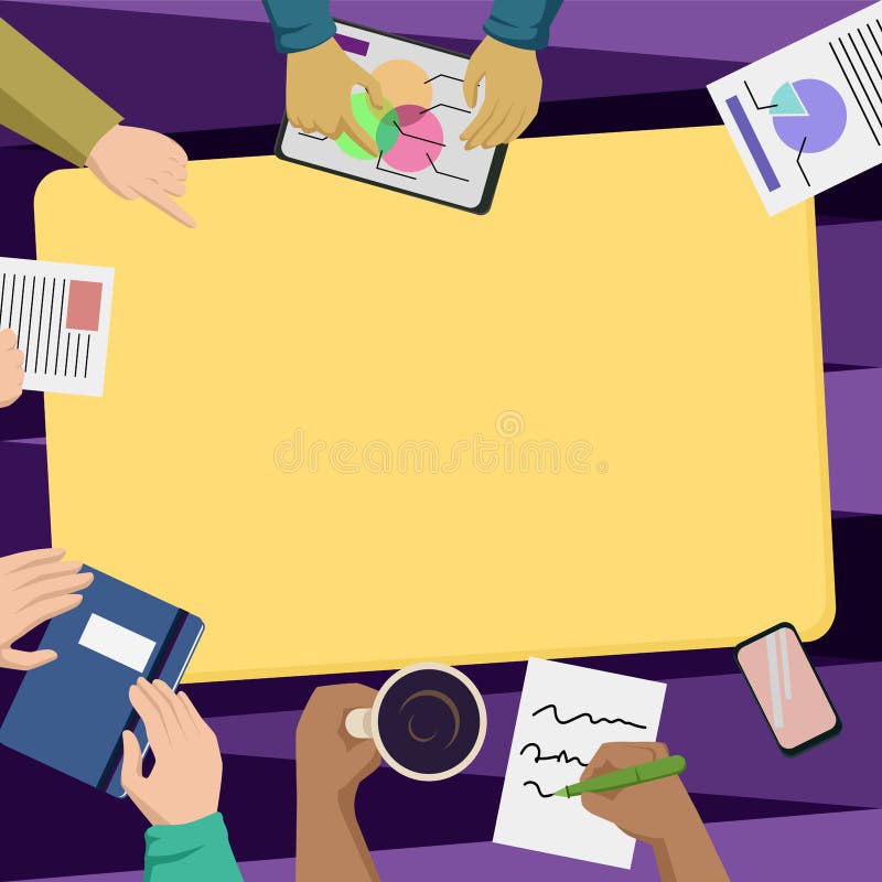 Four Colleagues Office Meeting Having Coffee Discussing Future Projects ...