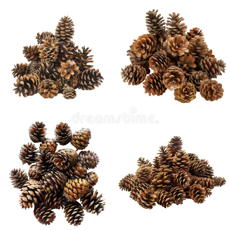 Four Collections of Brown Pine Cones Stock Photo - Illustration of ...