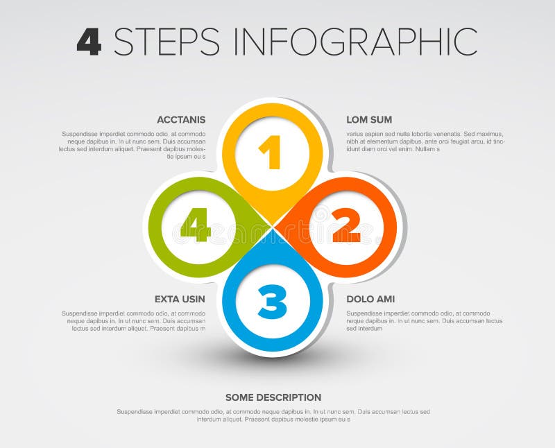 Four Color Circle Pointers Steps Process Infographic Stock Vector ...