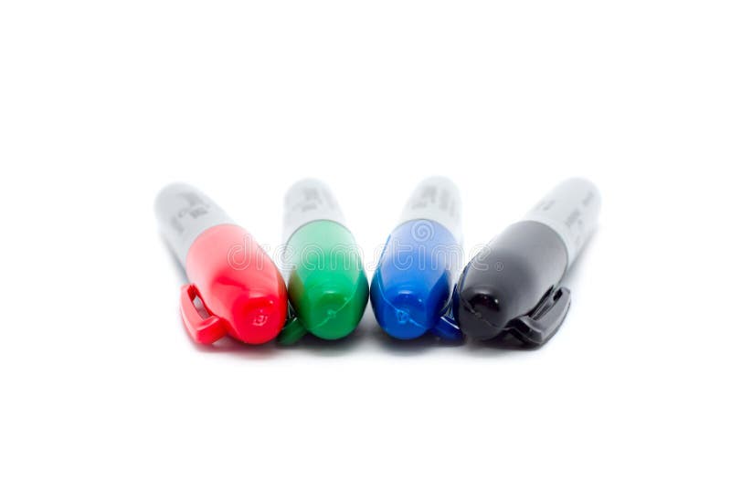 Four color markers stock image. Image of education, draw - 7527705