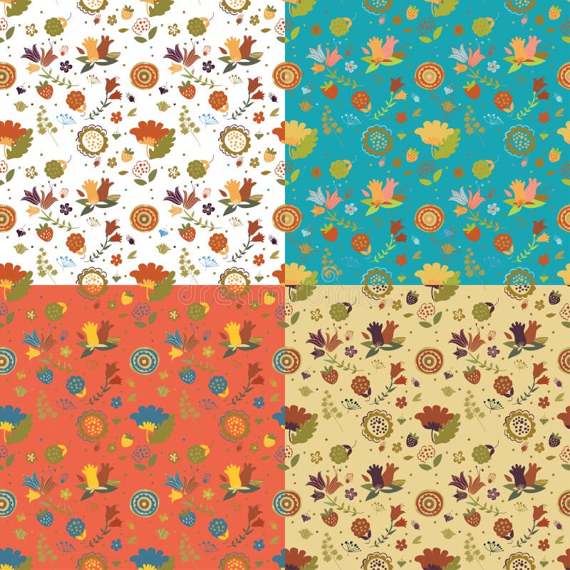 Four color pattern stock illustration. Illustration of floral - 25452403
