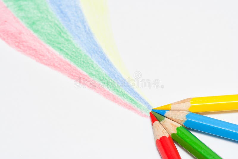 Four color pencils lines stock image. Image of green - 27646593