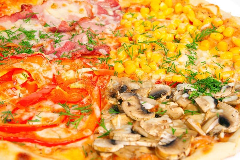 Four-color Pizza, Close Up Shot Stock Photo - Image of edible, cheese ...
