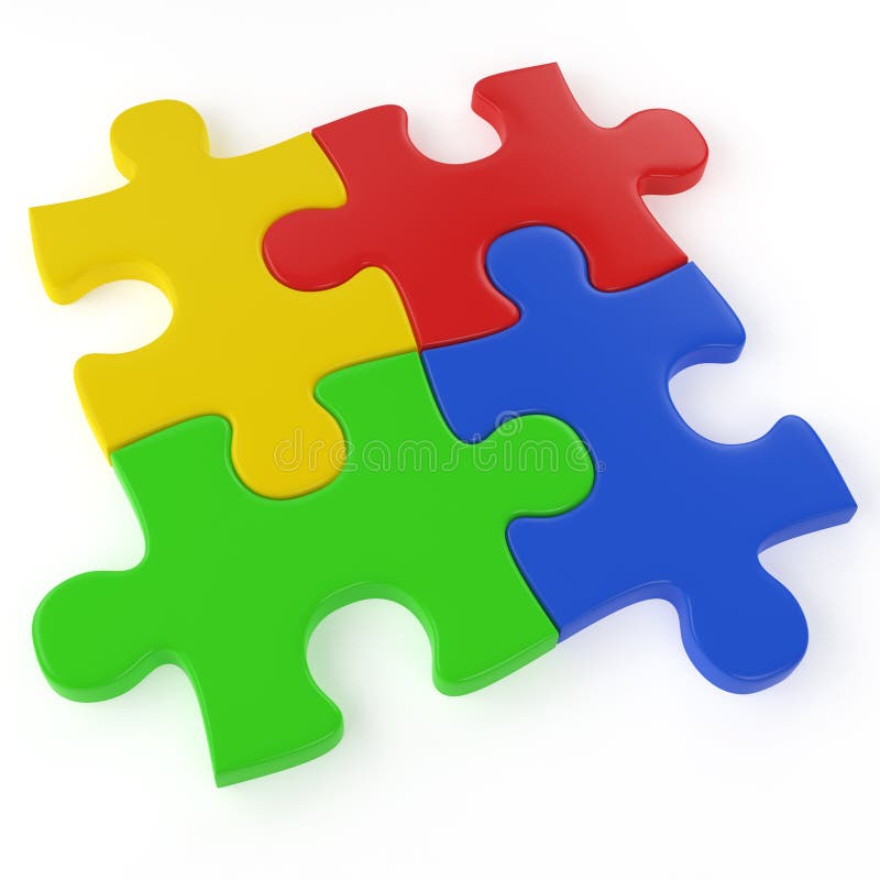 Colourful Puzzle Pieces stock illustration. Illustration of bright ...