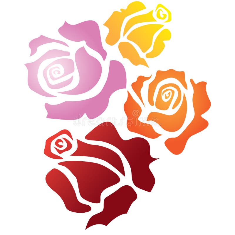 Four color roses stock illustration. Illustration of passion - 20734566