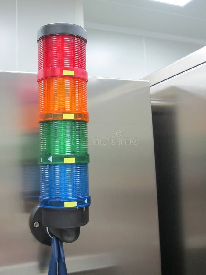 Four-color Signal Indicator on the Packaging Machine. Stock Image ...