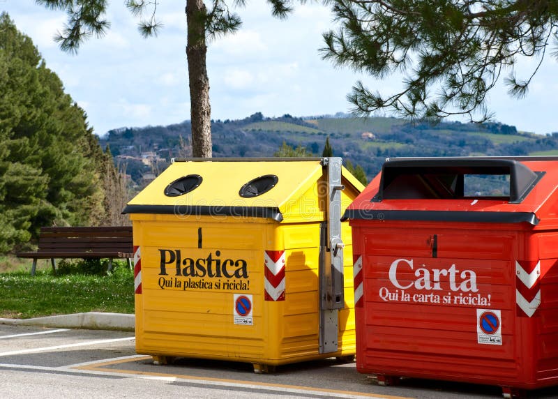 Four color trash cans stock photo. Image of horizontal - 32774918