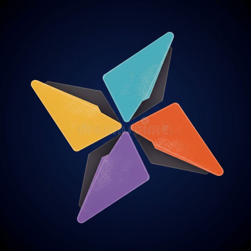 Four Colored, Abstract, Triangular Shapes Arranged in a Pinwheel ...