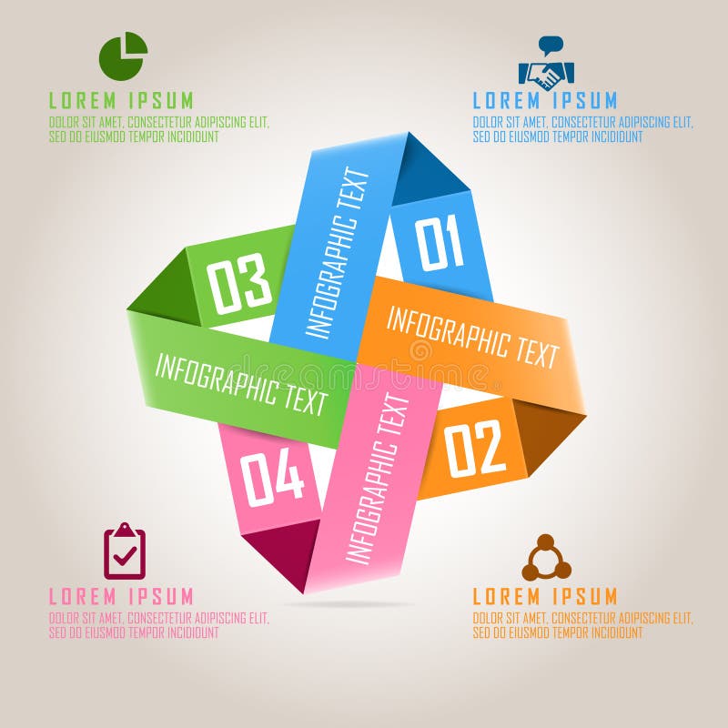 Four Colored Business Infographics on Square Design Stock Vector ...