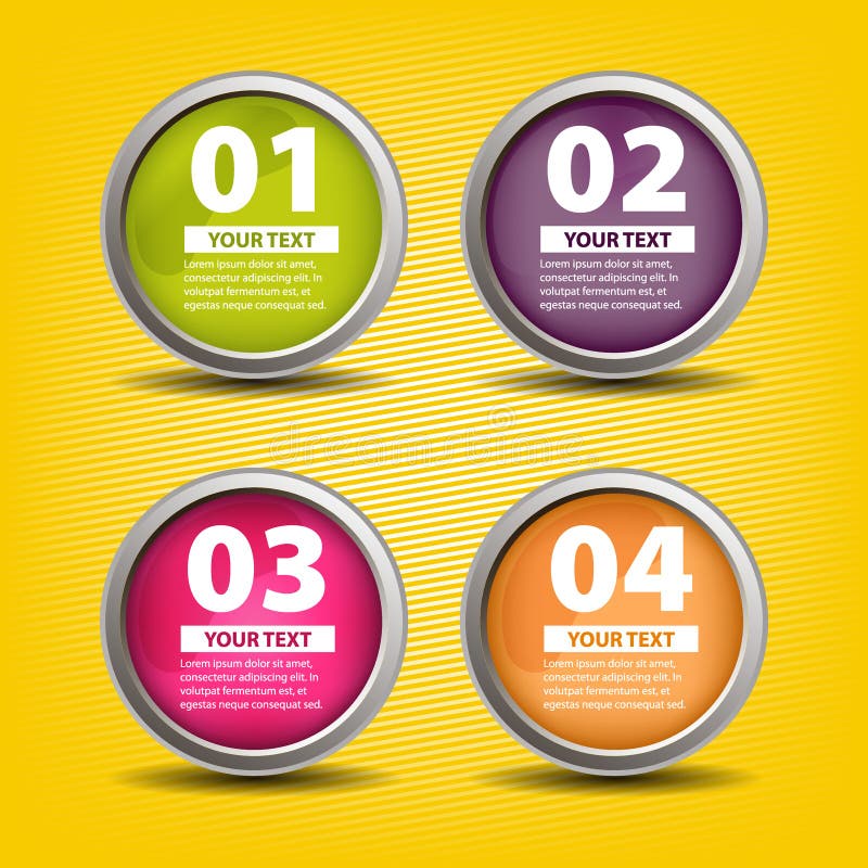 Four Colored Buttons in Infographic Style with Place for Your Own Text ...