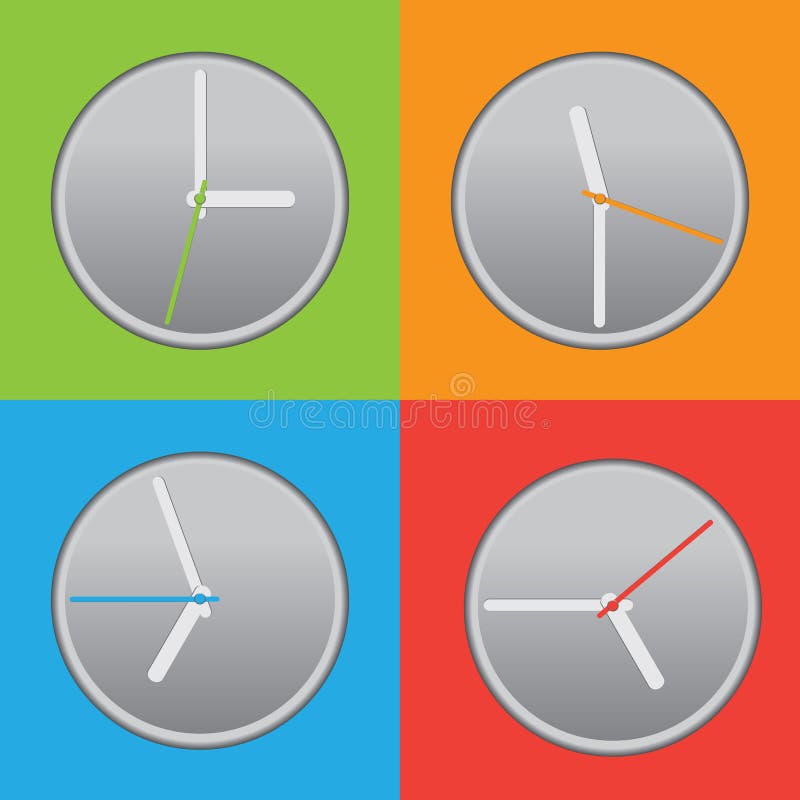 Four colored clock stock vector. Illustration of color - 62805379