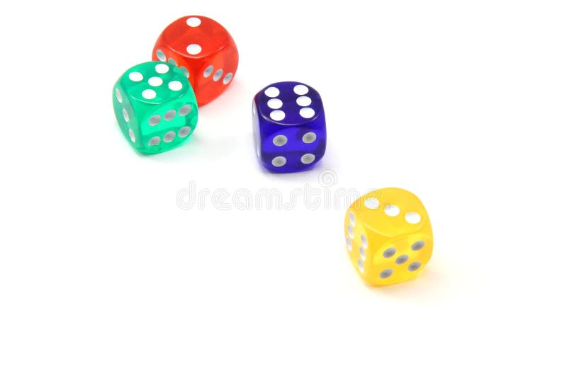 Three Colored Dice On White Stock Photo - Image of chance, trio: 37860030