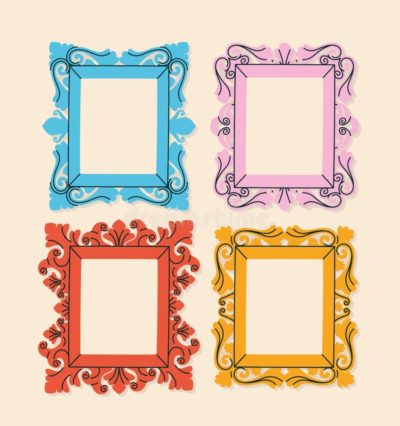 Four colored frames stock vector. Illustration of vector - 229877971