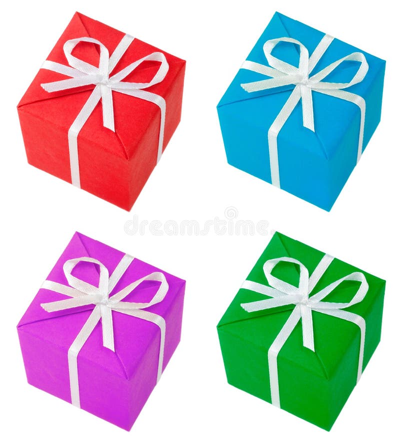 Four colored gift boxes stock image. Image of decorative - 21644491