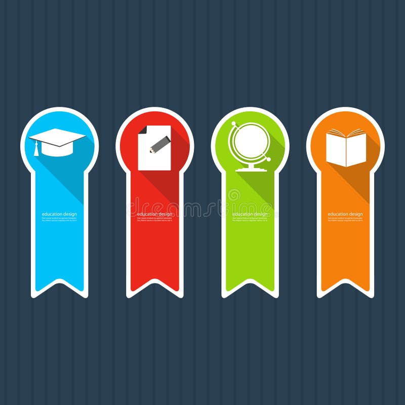 Four Colored Icons Depicting Items for Education Stock Vector ...