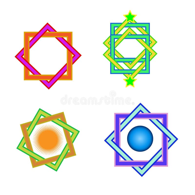 Four Colored Logos Based on a Square Stock Vector - Illustration of ...