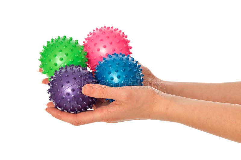 Four colored massage balls stock photo. Image of bumps - 18147658