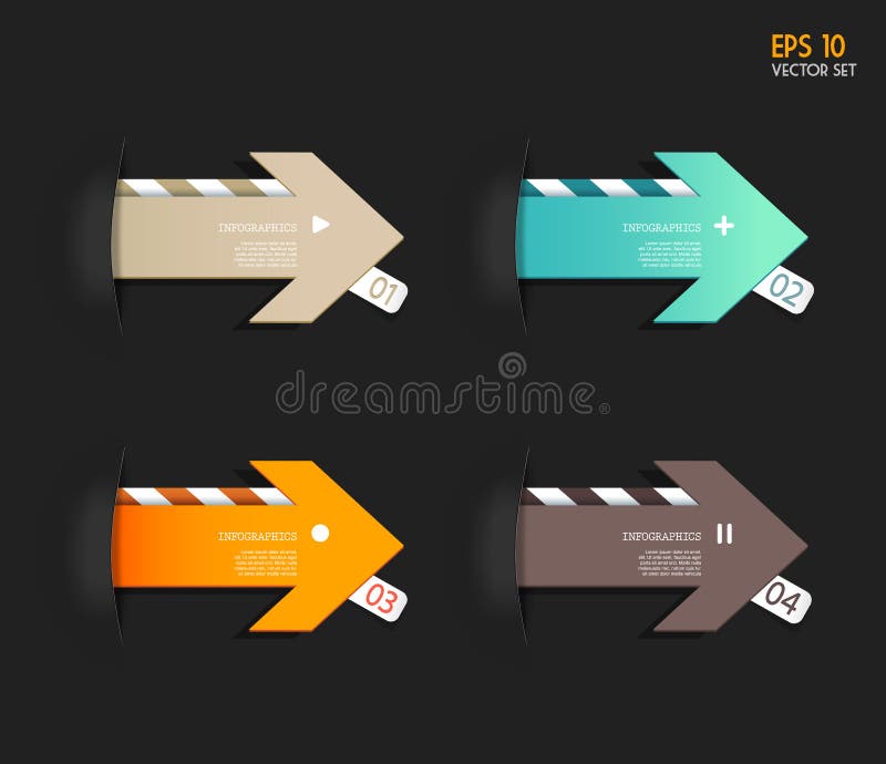 Four Colored Paper Arrows with Place for Your Own Text. Stock ...