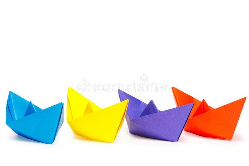 Four colored paper ships stock image. Image of dynamics - 30438405